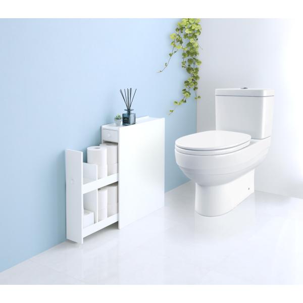 【発売日：2024年02月01日】たっぷり収納スリムトイレラックたっぷり収納できる引出しがあり、とても便利です。明るめのホワイト色のため、トイレの空間を爽やかに見せてくれます。下部の引出しにはキャスターが付いているため、スムーズに開け閉めが...
