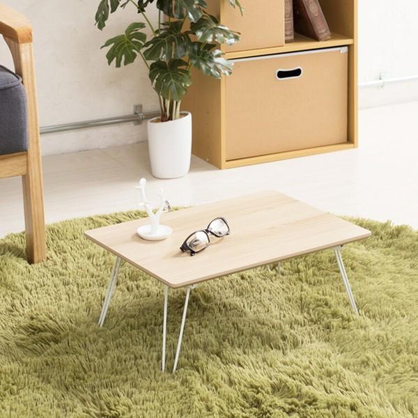 【発売日：2020年03月24日】マット仕上げで落ち着いた雰囲気の木目調テーブル急な来客時にさっと使える幅45cmのミニテーブル折りたたんで収納可能、天板の裏面も木目仕様です。・折りたたみ可能・裏面木目仕様カラー：ブラウン/ナチュラルサイズ...