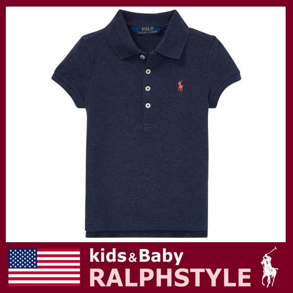 商品名：メール便送料無料 ストレッチ メッシュ 半袖 ポロシャツ ブルーへザー Stretch Mesh Polo Shirt Blue Heatherややスリムなシルエットにピンクのポニーがおしゃれなガールズ半袖ポロシャツです。・ややスリ...