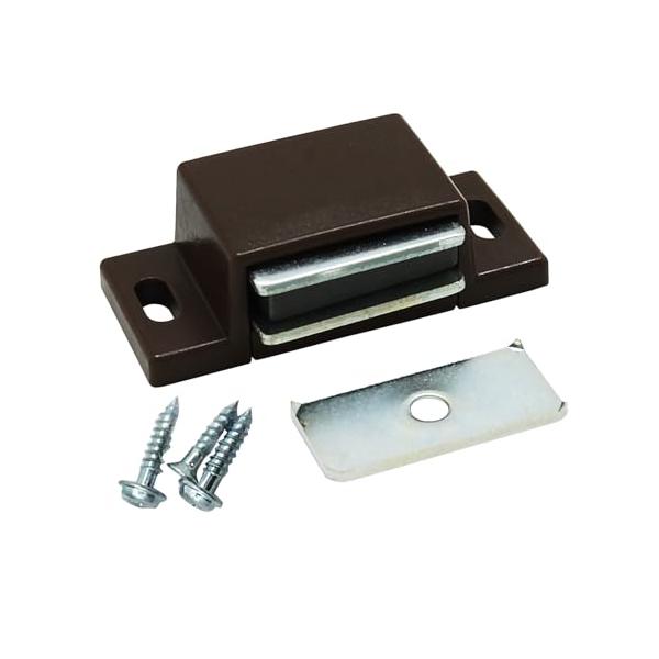 茶/M50/VB-029・Size:M50Color:茶・パッケージ個数:1・材質:本体/プラスチック、プレート/鉄、使用木ネジ/3.0X13mm・注意:取り付けの際、木部の割れやネジの破損を防ぐためキリで下穴を開けてください