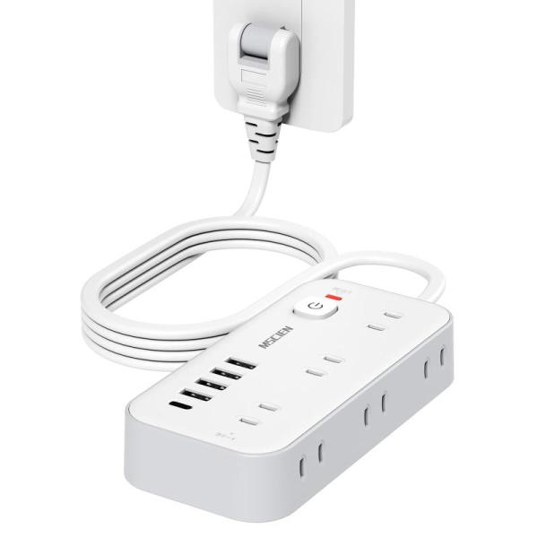 この多機能延長コード付き電源タップは、日々のデジタルライフを快適にするための最適なソリューションです。6個のAC差込口と5個のUSBポート（USB-A 4口、USB-C 1口）を備え、合計11台ものデバイスを同時に充電・給電できる点が最大の...