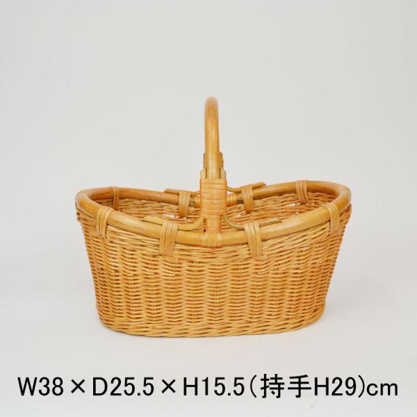 とてもしっかりとしたラタンのバスケットです。インドネシア製のものは籐の質も高級品で大人気♪ピクニックバスケットとしてお弁当やおやつをいれてお出かけにいかがですか？お店用のディスプレイや什器など様々な収納に対応できるカゴ。持ち手がありますので...