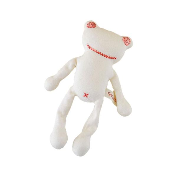 新生児から使えるのにぎにぎの登場です。カエルオーガニックパイル地を使用し、顔の表情を手刺繍風にアレンジ、どことなく愛らしい仲間たち。オーガニックコットン（有機栽培綿）９５％以上のタオル地とオーガニックの茶綿から出来たニット地を使い、デリケー...