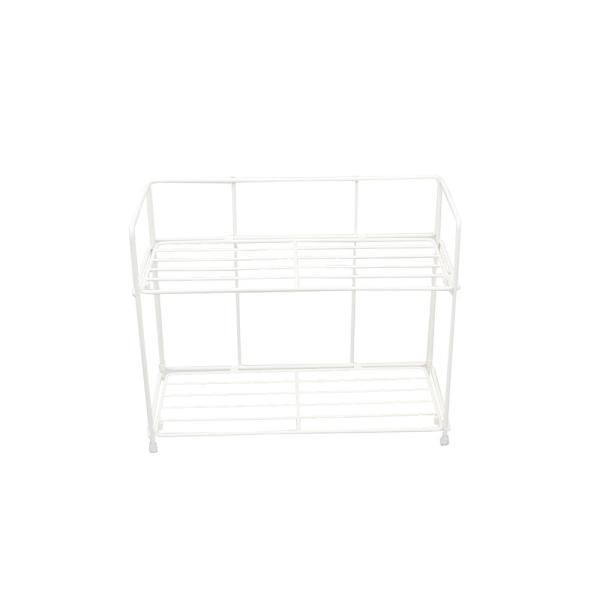 シンプルなワイヤーの2段シェルフ ホワイトです。しっかりした作りです！キッチンの調味料置きやリビングなどのちょっとしたスペースにいかがでしょうか！また小物整理に利用するとお部屋がスッキリし、快適な生活を♪キッチンだけでなく、多肉植物や小さな...