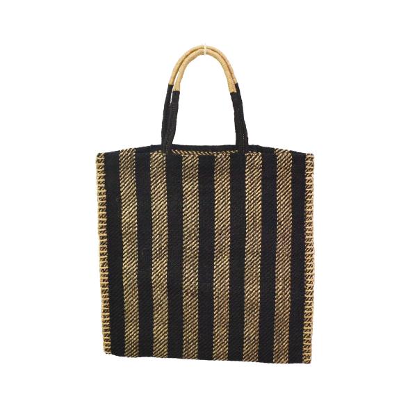 TARANGO JUTE BLACK STRIPEジュート トートバッグ ストライプ ブラックライン手機、機織機で丁寧に織りあげられたジュートバッグ。ジュート麻のざっくりとした風合いがおしゃれなかごバッグ。デザインに加え、丈夫さも兼ね備えた...