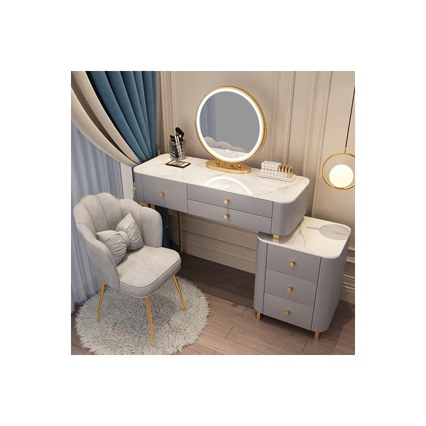 ミラーの電球は３段階調整可能です。女の子なら誰もが憧れるドレッサーで作るメイクスペース大人の魅力が高まるような女性らしさ溢れる可愛いとテンション上がっちゃいますよね♪♪レザー調生地は大理石天板と一緒にあわせることで、優雅さがUP 「商品仕様...