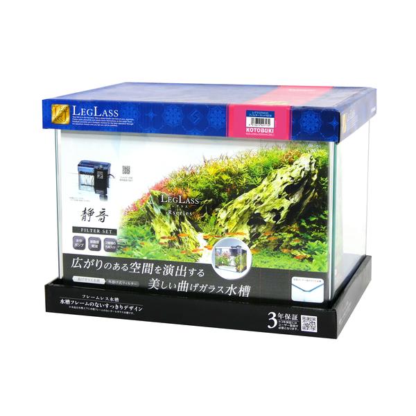 注文や問い合わせる際、当店の会社概要、お買い物ガイドを必ずお読みください。コトブキ工芸のレグラスR-400 フィルターセットNEWは、前面曲げガラスを採用したフレームレスの美しい水槽と、外掛け式フィルター「プロフィットフィルターZ40」を組...
