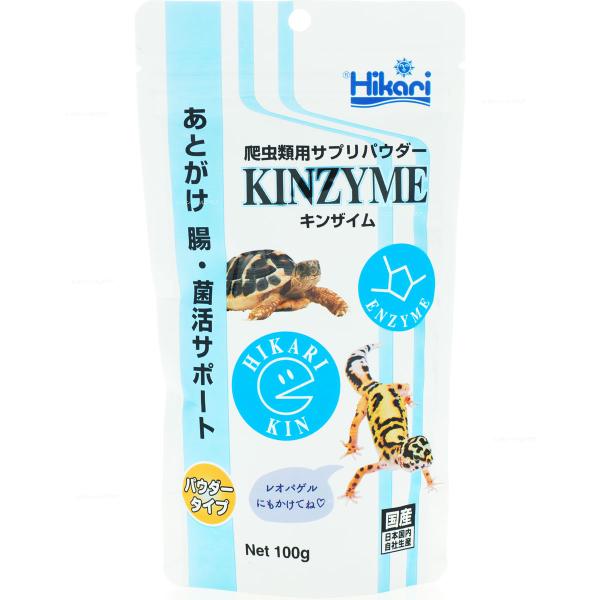 注文や問い合わせる際、当店の会社概要、お買い物ガイドを必ずお読みください。キョーリン キンザイム 100gは爬虫類・両生類の食事にふりかけて使うサプリパウダー。生きた善玉菌やオリゴ糖、消化酵素、食物繊維で腸内環境と消化を総合サポート。・内容...
