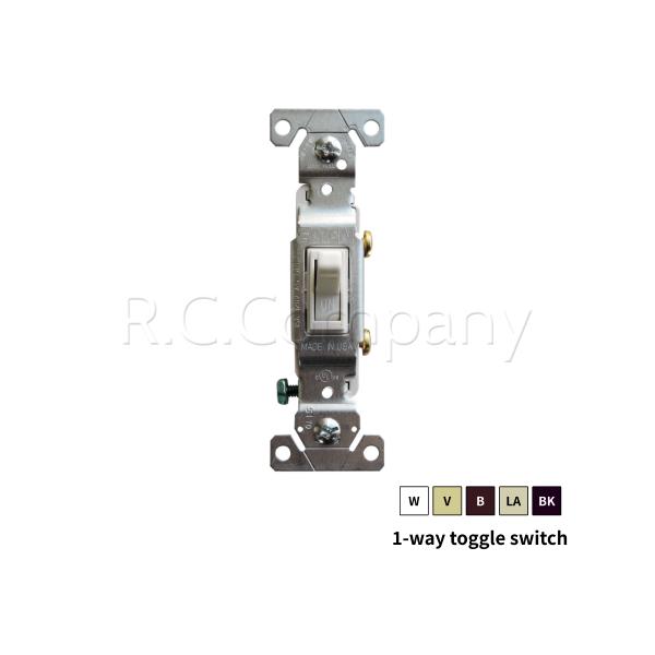 【商品コード：SW-1】アメリカ社製　片切りタンブラースイッチ(ホワイト・ベージュ・ダークブラウン・ライトアーモンド・ブラック)PSE適合検査合格品（最終工程・検査は日本国内）【仕様】15A 125V【備考】・一か所で ON/OFF 操作を...