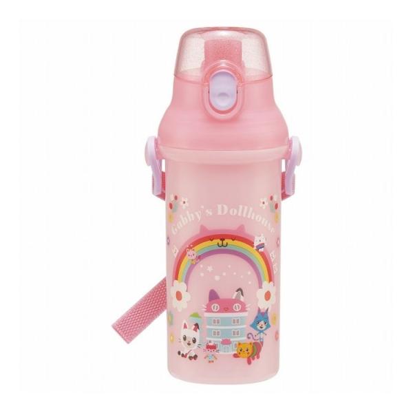 【発売日：2025年10月09日】【商品詳細】食器洗い乾燥機OKのプラスチック直飲み水筒です。プッシュ式オープンで簡単オープン!本体は氷が入れやすい広口タイプ。肩にかけて持ち運べるショルダーベルト付。軽くて持ちやすい形状です。名前シール入り...