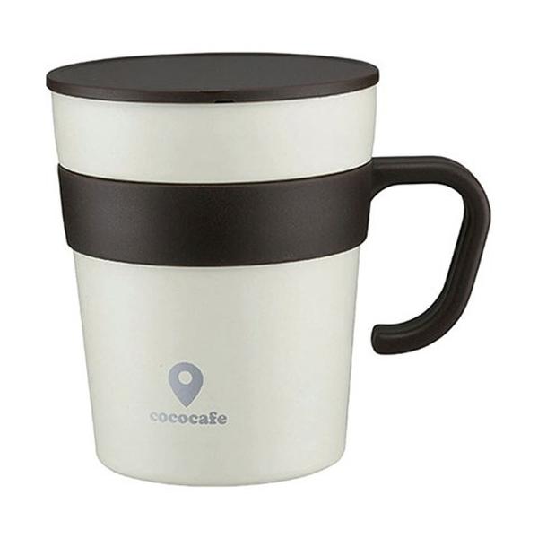 【発売日：2024年11月15日】cococafe(ココカフェ)真空二重取手付マグカップ250mlホワイト特長「ホッとひと休みここがいつものカフェになる」○真空ステンレスで保温・保冷をキープ!!○フタ付なので衛生的※保温効果:63度以上(1...