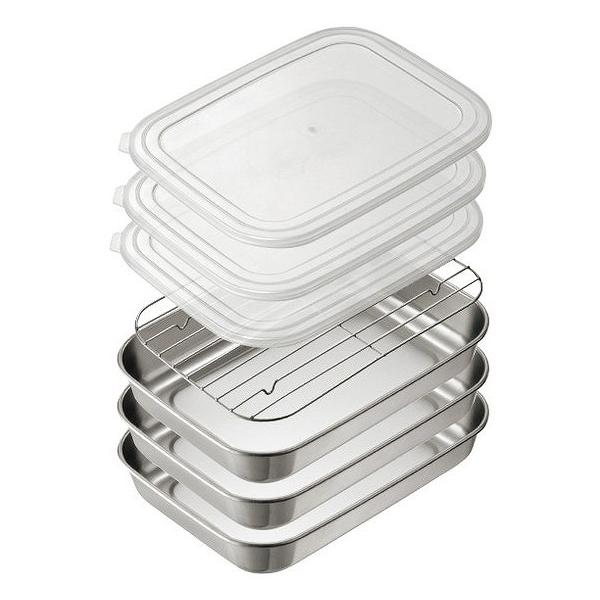 【発売日：2024年06月24日】●料理の下ごしらえに便利な大きめのバットです。■サイズ奥行215×幅285高さ75材質バット：ステンレス鋼(クロム18%・ニッケル8%),アミ：ステンレス鋼(クロム18%・ニッケル8%) 蓋：ポリエチレン(...