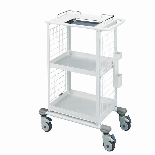 【発売日：2024年10月16日】【商品説明】天板にはステンレストレーがセットされています。カテーテルホルダーが付属されており、オプションのバスケットやフックと組み合わせて使用することができます。カラー：ホワイトキャスター仕様：φ100mm...