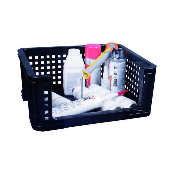 【発売日：2022年06月17日】【商品詳細】●非常に頑丈で壊れにくいイギリス製のメッシュコンテナです。●物を出し入れしやすく多目的に使用できます。●スタッキング（積み上げ）が可能です。●色：ブラック●容量(L)：18●外形寸法(mm)間口...