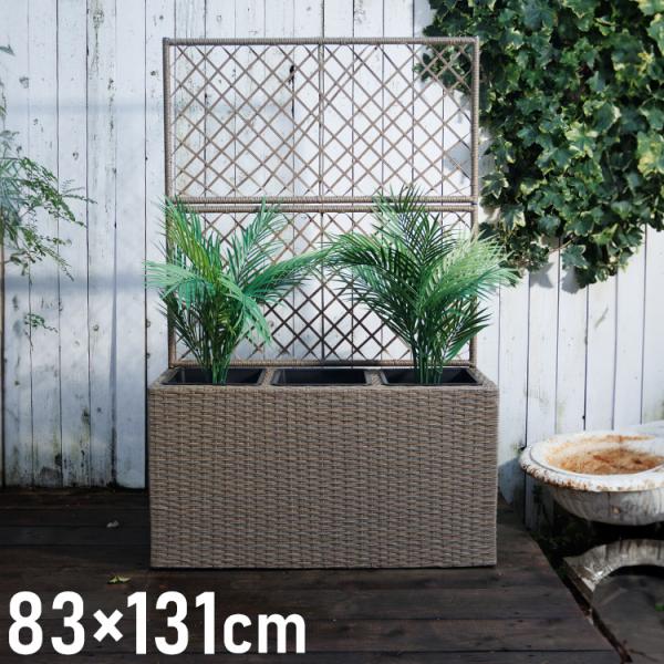 【発売日：2023年09月12日】【特長】・目隠しや仕切りに使える、フェンス付きラタン調プランターボックスです。・プランターボックスは3つに分かれており、3種類の植物を分けて植えることができます。・また、プランターボックスは取り外し可能なの...