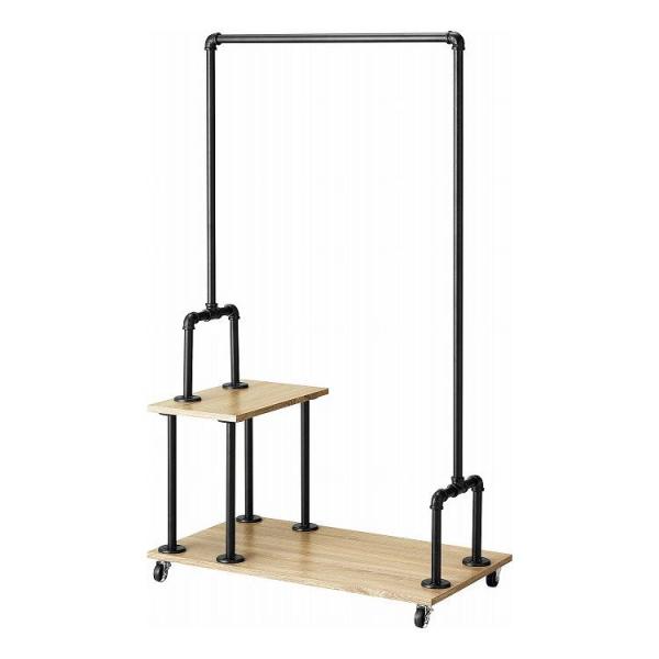 【発売日：2021年08月05日】【商品説明】小物を置ける便利な棚付きです。おしゃれなハンガーラック。キャスター付き2段木製棚スリム省スペース。工業用テイストのパイプを使用した、オシャレなハンガーです。■製品サイズ(約)：(約)幅900ｘ奥...