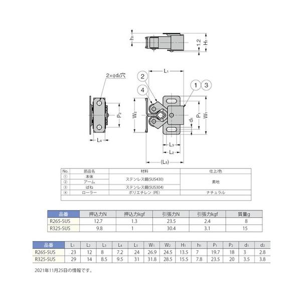 【発売日：2023年11月22日】【商品スペック】特長●ローラー部がナイロン樹脂製ですので抜き差しが楽です。用途●小型配分電盤、計測機械、キッチンキャビネット仕様●全長(mm)：31.8●押込力(N/kgf)：1●引張力(N/kgf)：3....