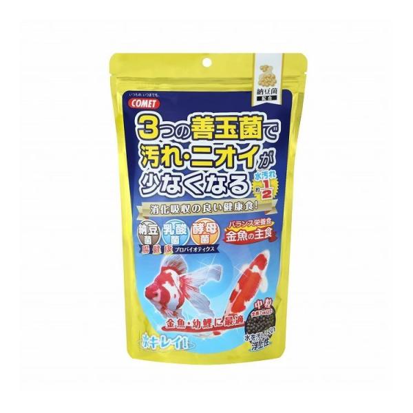 【発売日：2021年12月27日】【商品説明】善玉菌の力でニオイ・汚れを減らします。納豆菌により消化吸収を助け、排泄物の分解力も向上し、更に継続的に与えると飼育水の嫌な臭いを軽減します。健康に育つビタミン配合のバランスフードで、浮上性の中粒...