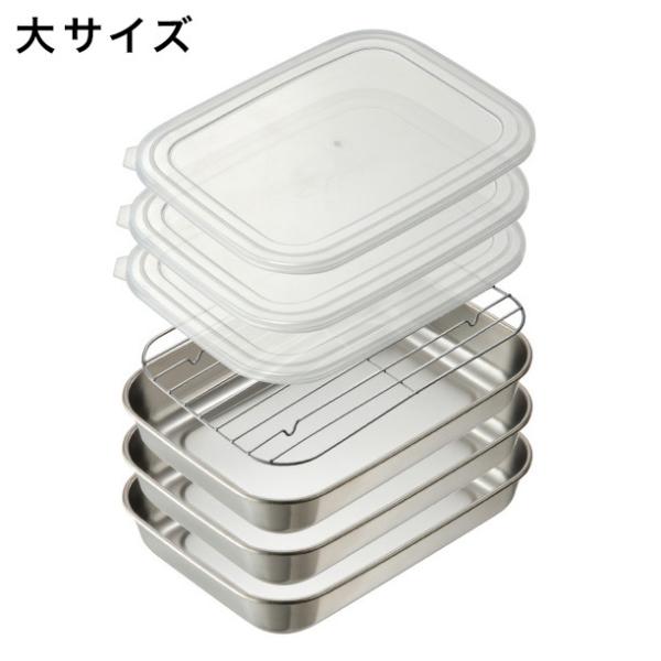 【発売日：2018年03月23日】【商品サイズ】幅26.5×奥行19×高さ4.7cm　（バット）【生産国】日本【材質】バット：ステンレス鋼（クロム18％、ニッケル8％）、アミ：ステンレス鋼（クロム18％、ニッケル8％）、蓋：ポリエチレン（耐...