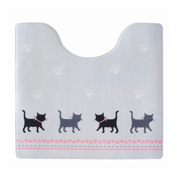 【発売日：2022年06月20日】水・汚れをはじく素材でできたトイレマット。拭くだけでキレイになり、お手入れ簡単。可愛いネコのプリントがオシャレ。サイズ（約）幅60×奥行55×厚さ0.5cm材質：塩化ビニル樹脂ビニール臭がする時は、陰干しを...