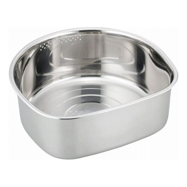 【発売日：2022年06月20日】扱いやすいステンレス製でD型の洗いおけ。野菜や食器などのつけ置き洗いなどに便利です。洗い桶を使えば節水にもなり経済的です。お皿などの平たい食器がぴったりくっつかない、凹凸のある底面形状。背面上部に排水用のパ...