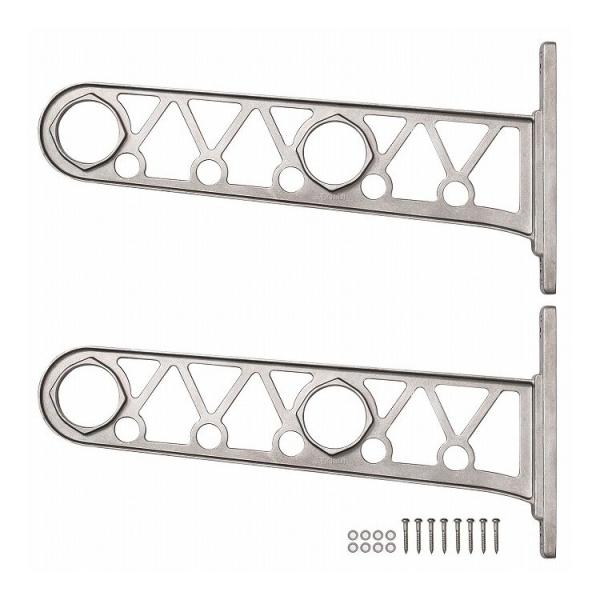 【発売日：2023年06月27日】アルミ製竿受け。窓枠などの木質部に取り付け可能。アルミダイカスト製で耐久性に優れている。直径3cmまでの竿を2本掛けられる。1つあたりサイズ（約）幅4×奥行38×高さ19cm材質:本体/アルミダイカストネジ...