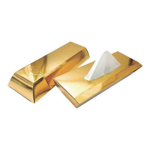 【発売日：2026年01月22日】●60枚(30組)※販促専用品■ゴールド型金塊ボックスティッシュです。アピール度抜群の商品です。中身はパルプ100％の大判ソフトティッシュです。■積み上げると目を引きPOPになります。景品やお渡し粗品に！基...