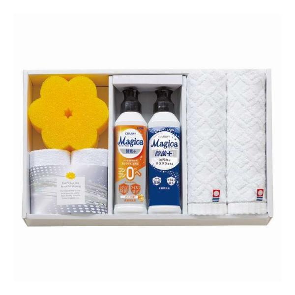 【発売日：2025年12月25日】【商品詳細】ナノ洗浄で油汚れもサラサラ。食器洗いが手早く片付く、食器用洗剤ギフト。ナノ洗浄でベタつく油汚れもサラサラ落とす食器用洗剤チャーミーマジカと今治タオルやマイクロファイバークロスがセットになった、役...