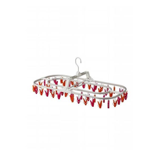 【発売日：2021年01月18日】高いところも掛けやすい自立フック。下着などを隠して干せる二重フレーム。　ワンタッチで楽々ビンチ取り替えＯＫ。ピンチが絡みにくい谷折り式構造＆回転アルミフック。●仕様：ピンチ５２個●色：ブラック●使用時サイズ...