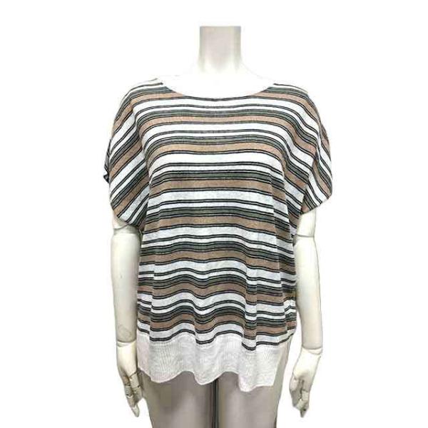 【ブランド/メーカー】LE TRICOT PERUGIA　レリアン【カテゴリ】トップス 【色】ボーダー【サイズ】 9【サイズ詳細】 　　着丈約63cm、身幅約63cm、肩幅約-cm、袖丈約-cm、裄丈約40cm【素材】画像参照 【状態】US...