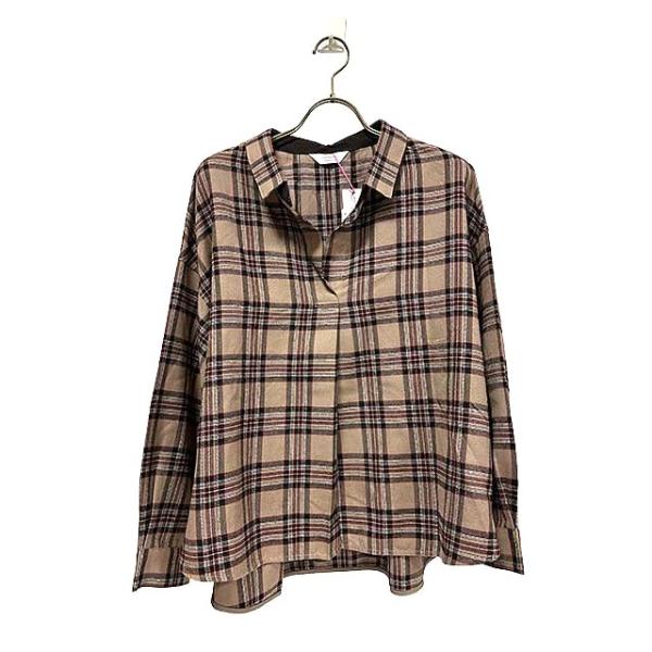 【ブランド/メーカー】miroir de ensuite ミロワールドゥエンスウィート【カテゴリ】トップス 【色】ブラウン系【サイズ】 38【サイズ詳細】 　　着丈約58cm、身幅約60cm、肩幅約-cm、袖丈約-cm、裄丈約76cm【素材...