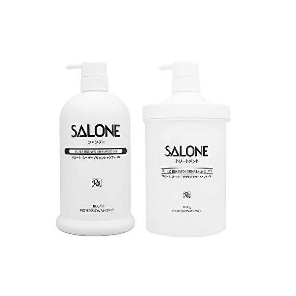商品名     サローネ       スーパーブラウン　MXシャンプー1000ml＆トリートメント1000g　商品説明     （シャンプー）悩み始めた髪に。活力毛髪をつくるシャンプー加齢とともに髪が細くおとろえはじめ、地肌も気になります。...
