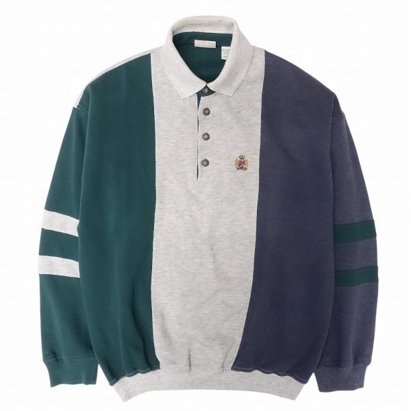 ・商品名【BUGLE BOY COMPANY ビューグルボーイ ヴィンテージ トリコロールカラー 衿付き スウェット トレーナー 長袖 サイズL メンズ】・表記サイズ【L】【肩幅】63cm"【身幅】63cm"【着丈】75cm"【袖丈】60c...