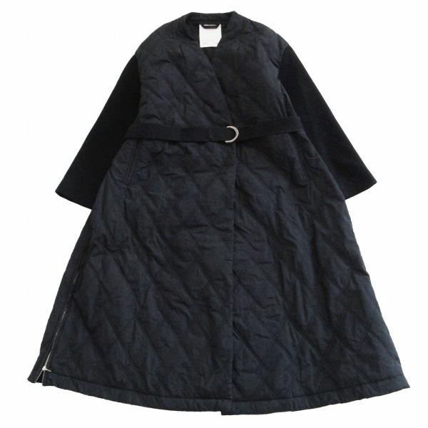 ・商品名【エレンディーク ELENDEEK キルティングコート ノーカラーコート ロング 中綿 A LINESIDE ZIP QUILTING CT 1 S レディース】・表記サイズ【1(S)】【その他】肩幅：49cm　身幅：59cm　着丈...