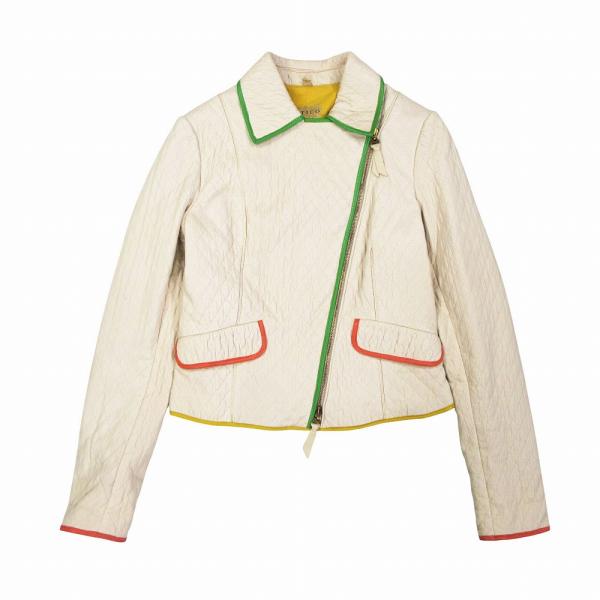 ・商品名【ARTICO アルティコ キルティング レザー ジャケット ライダース イタリア製 アイボリー サイズ42 L レディース】・表記サイズ【42(L)】【肩幅】38cm"【身幅】44cm"【着丈】48cm"【袖丈】61cm"【その他...