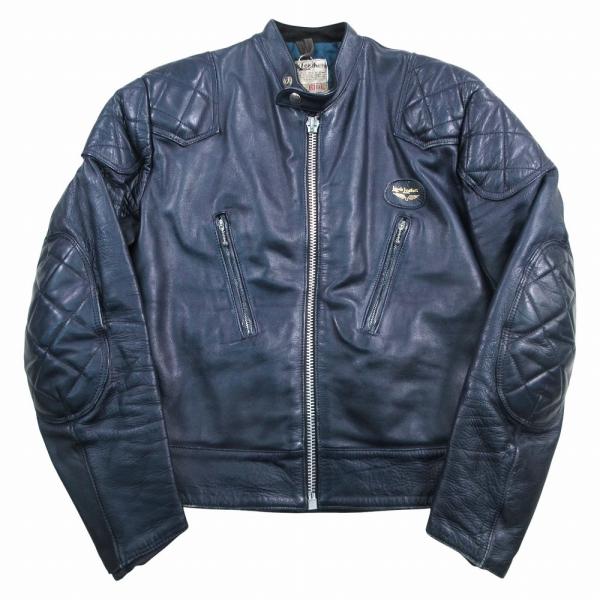 ・商品名【70s Vintage LewisLeathers ルイスレザー ジャケット シングルライダース 革ジャン スーパーファントム 40L ネイビー メンズ】・表記サイズ【40/L】【肩幅】45cm"【身幅】55cm"【着丈】59cm...