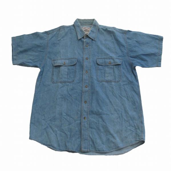 ・商品名【STONE ISLAND GARMENTS ストーンアイランド ダンガリーシャツ デニムシャツ 半袖 トップス インディゴブルー サイズL メンズ】・表記サイズ【L】【肩幅】53cm"【身幅】60cm"【着丈】82cm"【袖丈】2...