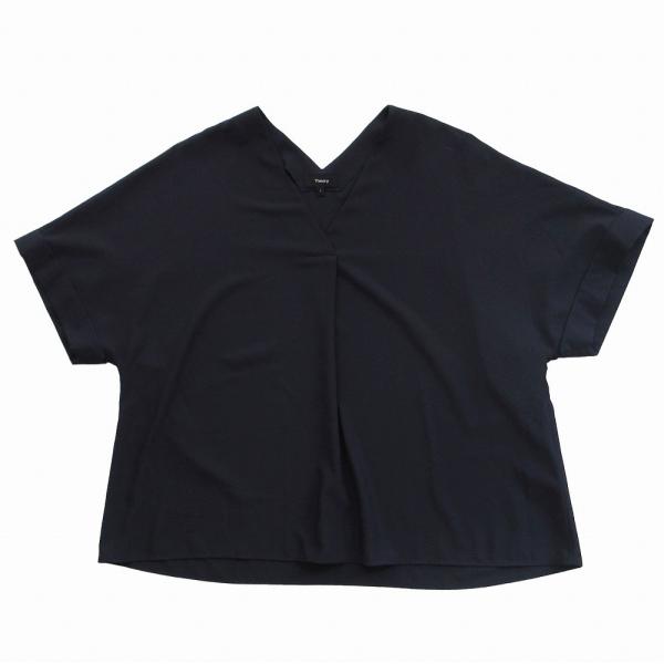 ・商品名【セオリー Theory 7208214 SHALLOW GGT/MATARA ドルマン ブラウス シャツ Vネック カットソー トップス S ネイビー ur114】・表記サイズ【S】【身幅】64cm"【着丈】61.5cm"【ゆき丈...