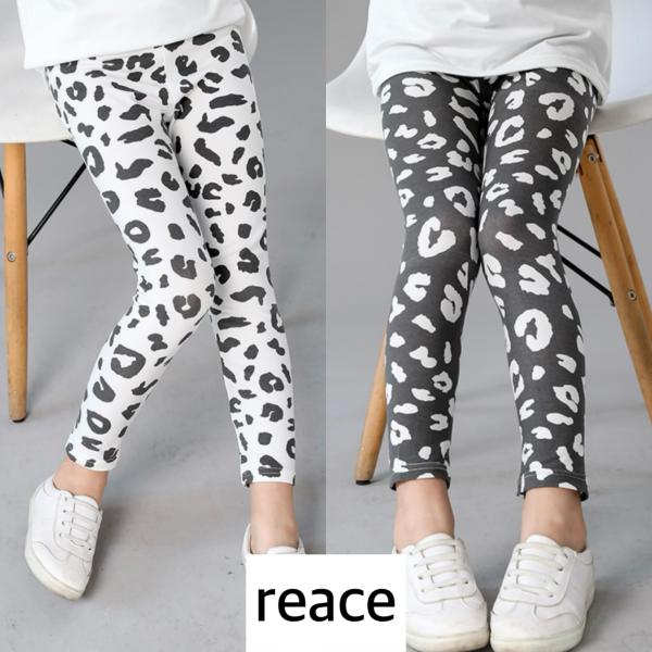 キッズ　ヒョウ柄　レギンスホワイト　ダークグレー【100 】ウエスト　約18cm全長　約50cm股下　約32cm【120 】ウエスト　約20cm全長　約58cm股下　約39cm【140 】ウエスト　約22cm全長　約69cm股下　約46cm...