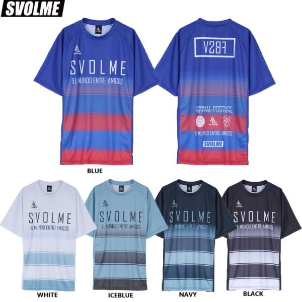 FOOTBALLに特化したボーダープラTシャツ。SVOLMEではあまり展開しないBLUEがおすすめです。SDG商品。UVカット、吸水速乾機能付き。素材：リサイクルメッシュ混率：ポリエステル100％サイズ：S M L XLメンズ　レディース　...