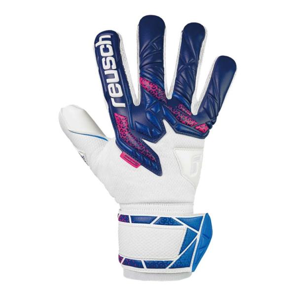 メーカー　REUSCH　ロイシュアトラクト リグリップ NC品番：55605354310 ブルー/ピンク/ホワイト￥13,200（税抜 ￥12,000）●パーム：リグリップラテックス●カット：ネガティブカット●リスト：エラスティックカフ●サ...