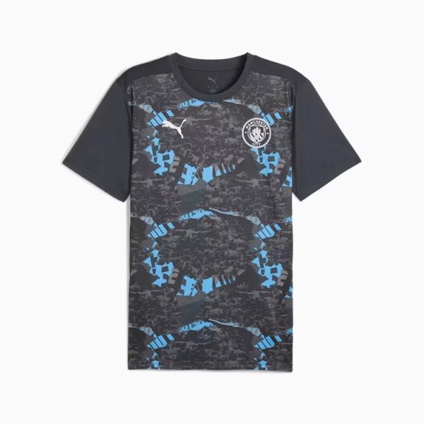 イングランド プレミアリーグ2024-25シーズン　マンチェスター・シティ 公式プレマッチ 半袖シャツ。試合前のウォーミングアップやトレーニングの際に選手が着用するアイテムです。イコニックなチームロゴ、独自の吸水速乾機能dryCELLテクノ...