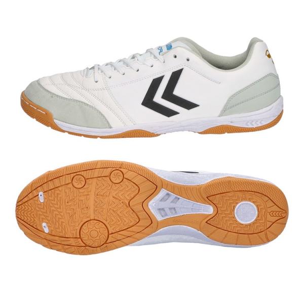 メーカー：hummel(ヒュンメル)HAS5128 1075アピカーレ5 PRO WIDE PG(1075)ホワイト×サックス24.5cm〜28.0cmアッパー/カンガルーレザー×人工皮革ミッドソール/合成樹脂アウトソール/ゴムナノフィット...