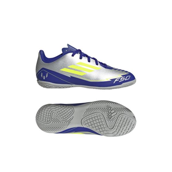 品番：IH0922品名：キッズ F50 CLUB メッシ IN / F50 Club Messi IN Kidsカラー：シルバーメタリック/ソーラーイエロー/ルシッドブルーメーカー希望小売価格：￥6,050(税込)対応グラウンド：インドアコ...