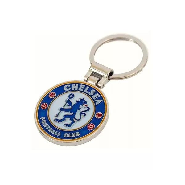 クラブ公式ライセンス商品英プレミアリーグの名門　チェルシーFCスプリットリング付き エグゼクティブ メタル チェルシー クレスト型キーホルダーフルカラーエナメルインフィルのダイスタンプデザインサイズ:40mm×40mm