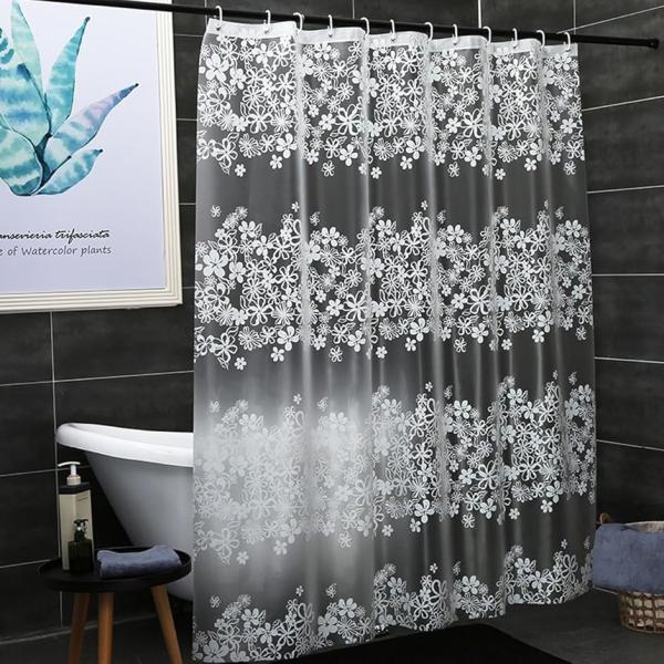 バリエーションコード : 2BUU4JXQQS清潔さをキープ：透明EVAシャワーカーテンは100%防水です。プレミアム品質で、カーテンを清潔で爽やかな状態に保ち、バスルームの壁に汚れが付着するのを防ぎます。拭き取りやすく、乾きも早いタイプも...