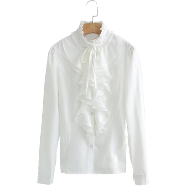 バリエーションコード : 2B2HLQ1NCI気品あふれる洗練されたデザインのフリルブラウスで素敵に年齢問わず幅広くご愛用いただけるブラウスです。「サイズ」S 胸囲84 肩幅35 着丈58 袖丈57 CMM 胸囲88 肩幅36 着丈59 袖...