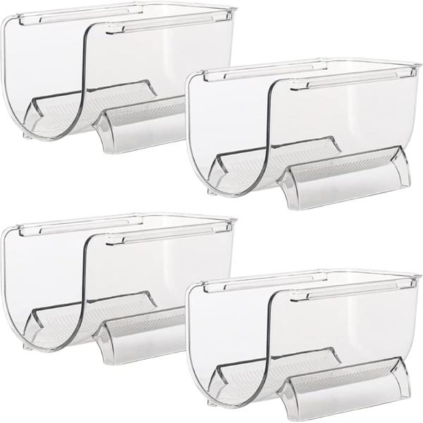 「ワインラック」冷蔵庫の中でワインを冷やす際に使えるワインラック。クリアタイプのワインラックでシンプルでおしゃれなデザインになっています。お得な4個セットですので、たくさん必要な方におすすめです。「省スペースで使える」積み重ねてお使いいただ...