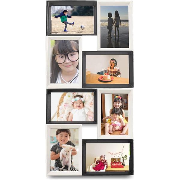 バリエーションコード : 2B91W4YY5Uモノクロデザイン 御洒落な写真立て。　おしゃれ な 写真立て 4枚 (4面) 写真のコラージュに 壁掛け 卓上 どちらもできる フォトフレーム4枚収納可能な写真立て。　縦向きと横向きを組み合わせ...