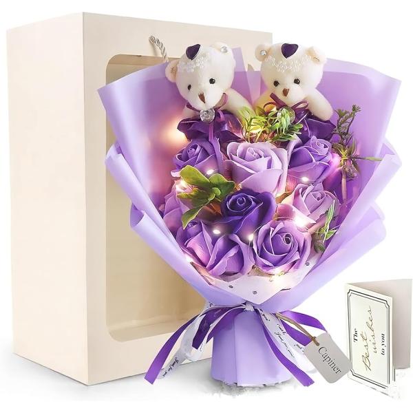 バリエーションコード : 2B2TRF4SJ9「大切な人へのプレゼント」薔薇の生花と変わらない大きさでブリザードフラワーやドライフラワーと異なり、花束に優しい華やかな香りがします。花びら一枚一枚に石鹸素材で作られているため、枯れることがなく...